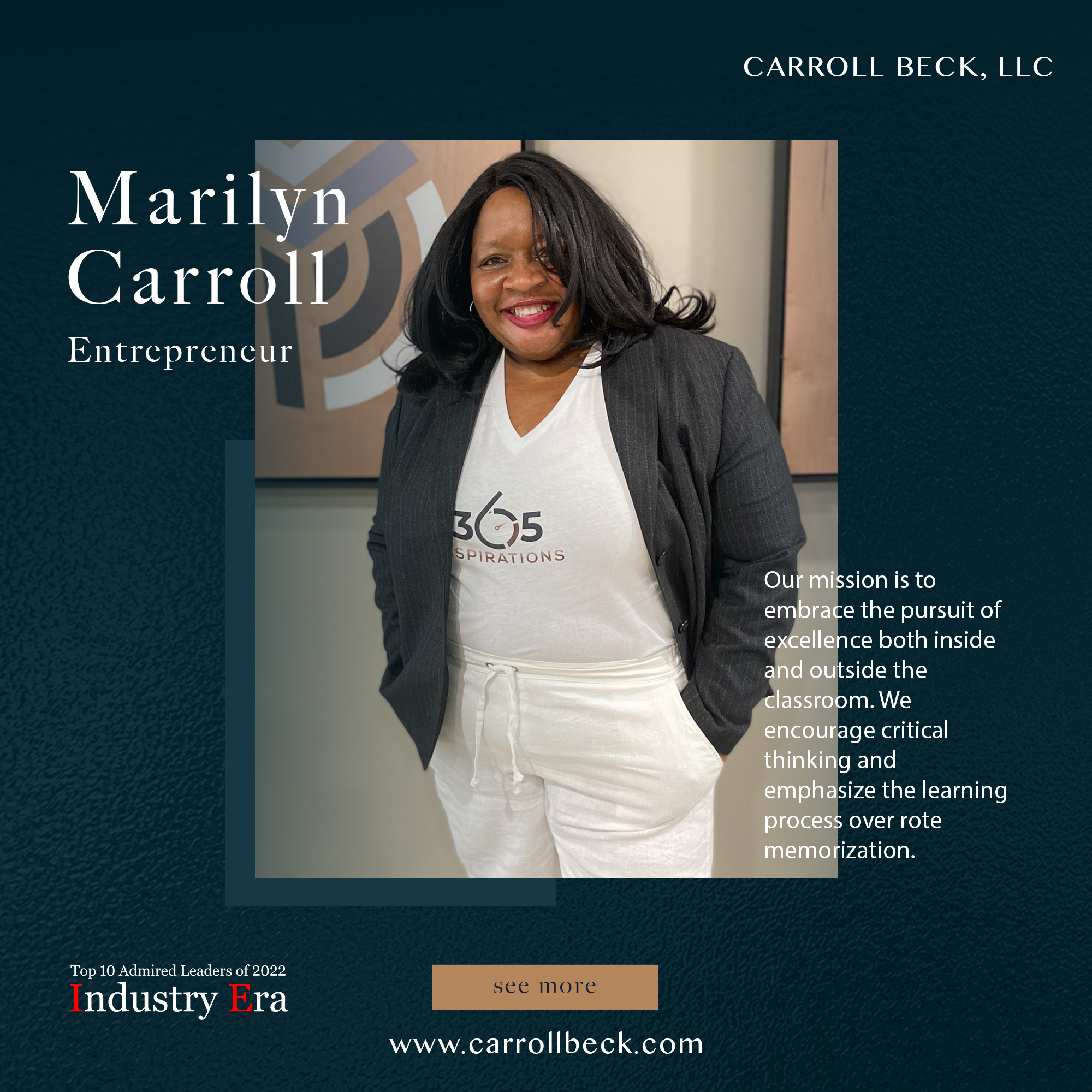 Marilyn Carroll, Entrepreneur of Carroll Beck, LLC, Top 10 Admired ...