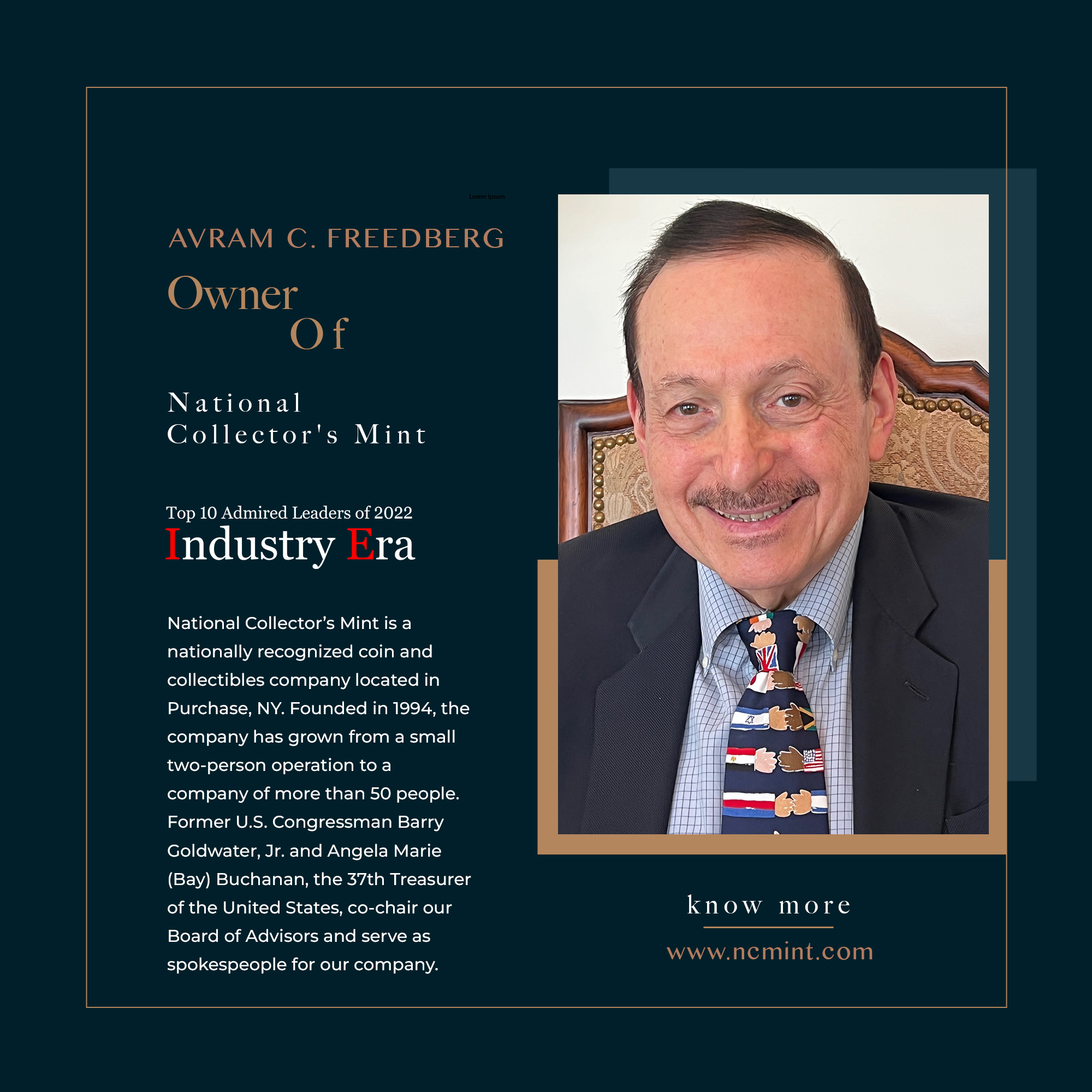 Avram C. Freedberg, Owner of National Collector's Mint, Top 10 Admired ...